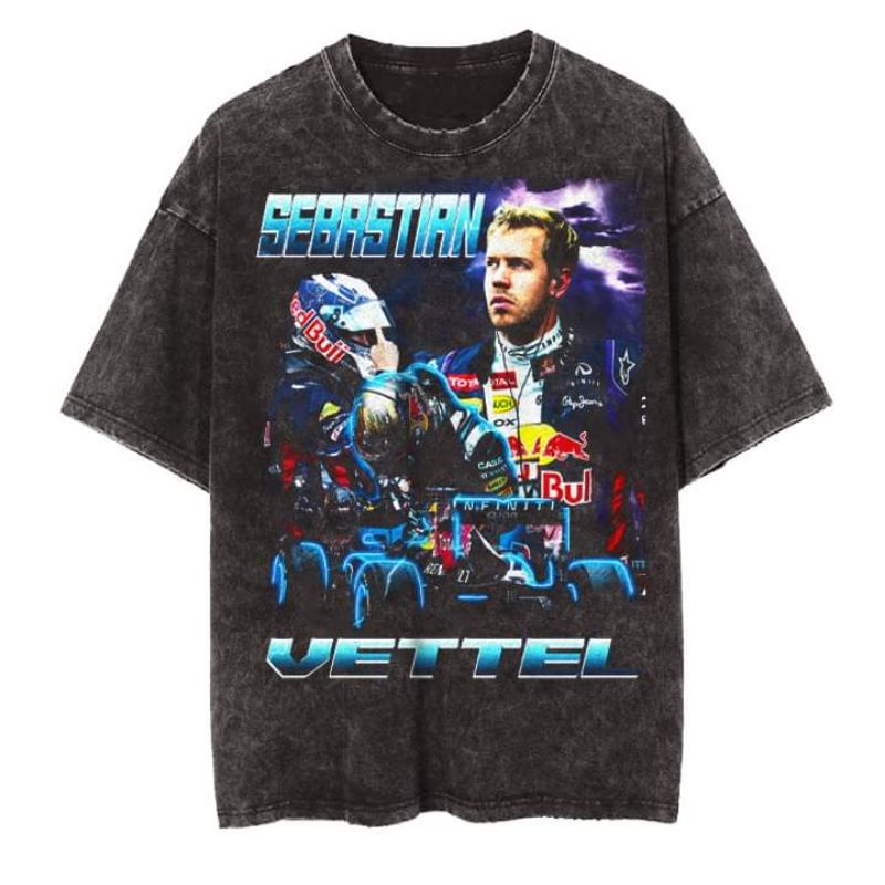 Jual Kaos Formula 1 Sebastian Vettel In Redbull Premium Vintage Wash T ...