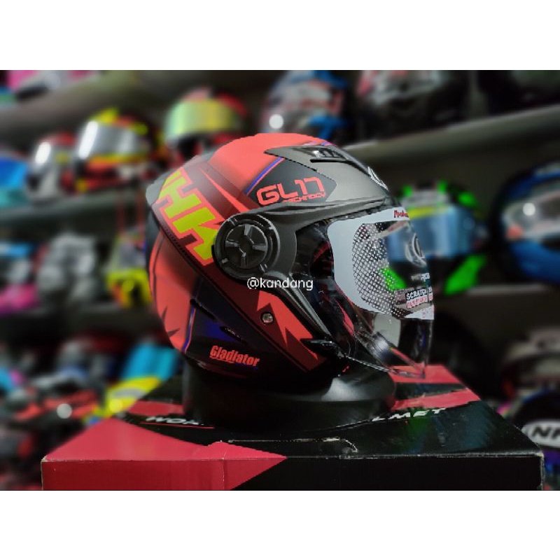 Jual NHK GLADIATOR GL17 ALL WARNA HELM OPEN FACE DOBLE VISOR | Shopee ...