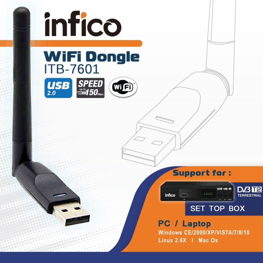 Jual USB Dongle Wifii MT 7601 Infico 300Mbps STB Set top box MAXPART | Shopee Indonesia
