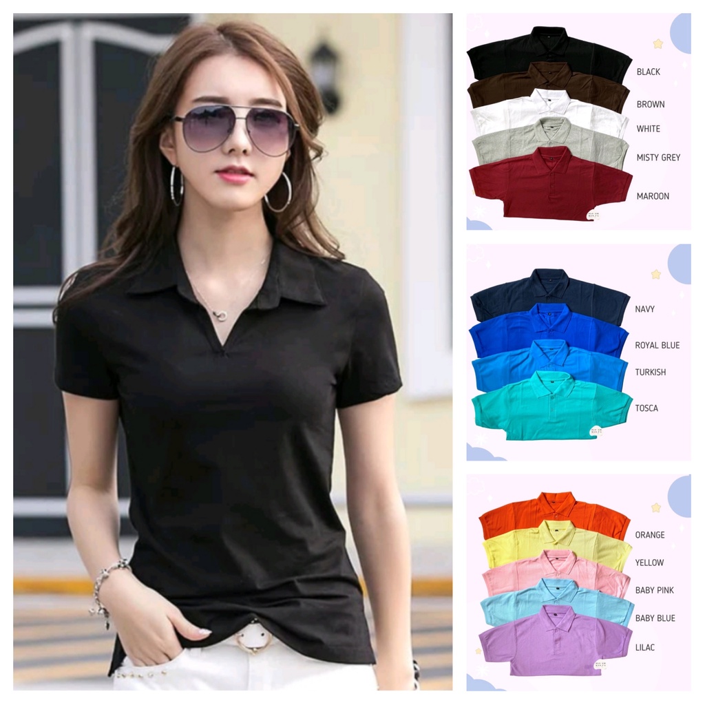 Jual Kaos Polo Wanita Lengan Pendek/Kaos Polo Kerah Wanita/Kaos Wangki Wanita/Kaos Polo Polos ...