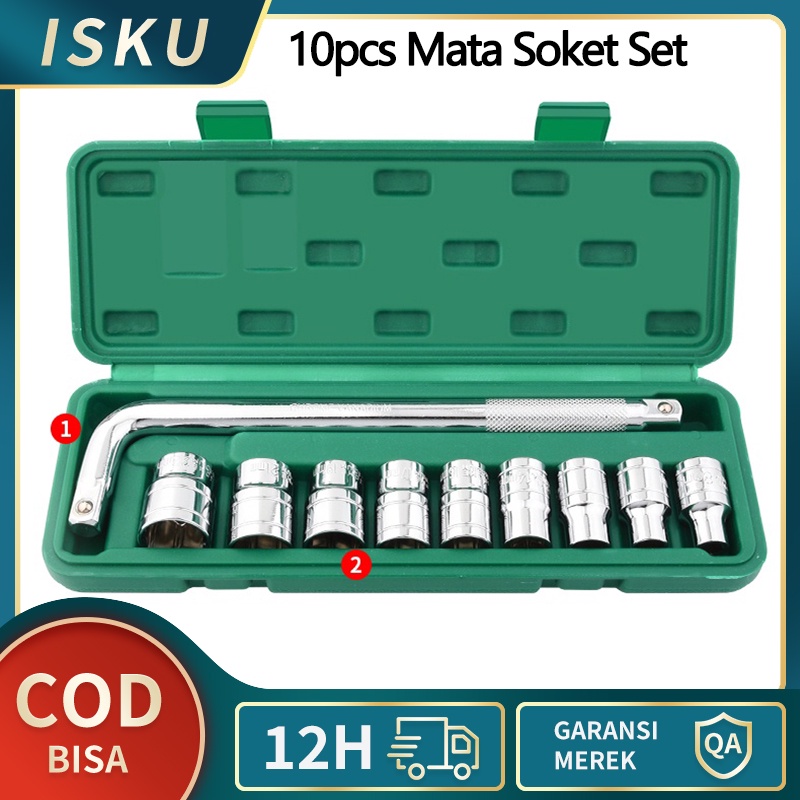 Jual ISKU Kunci Shock L Set 10PCS Mata Sock 8-24mm Kunci Socket Wrench ...