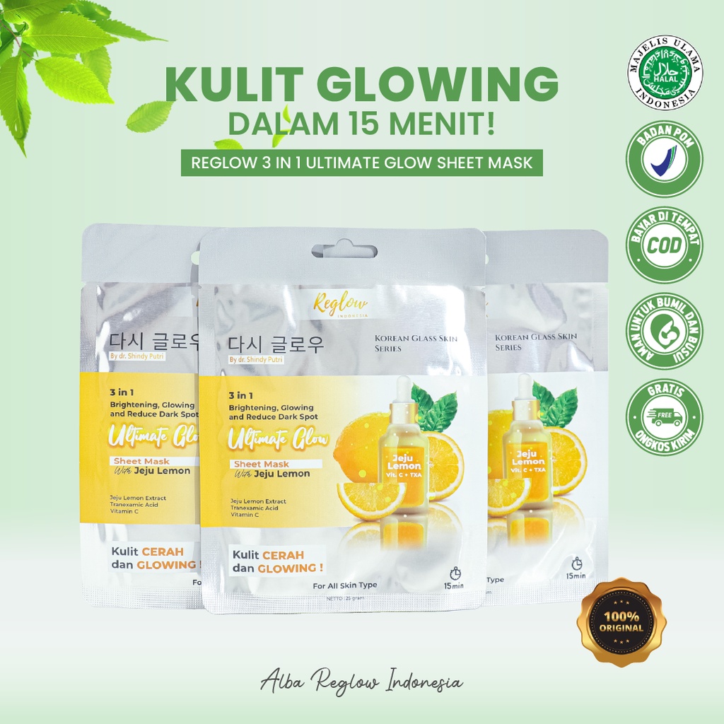 Jual Reglow 3 in 1 Ultimate Glow Sheet Mask By Shindy Putri | Shopee ...