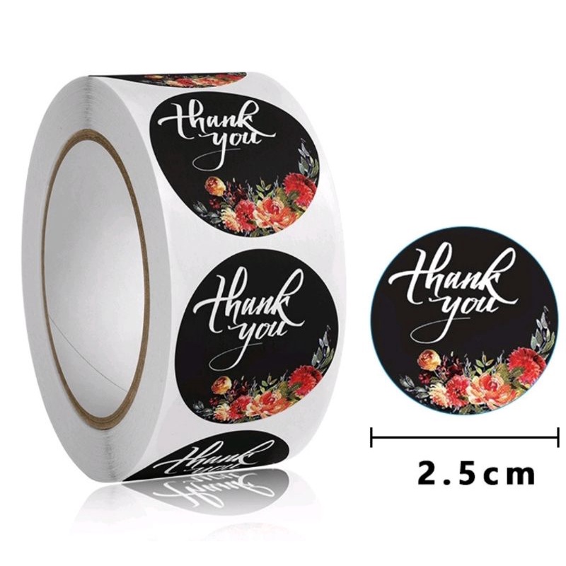 Jual Stiker Ucapan Terima Kasih Sticker Thank You Hitam Bunga Mawar ...