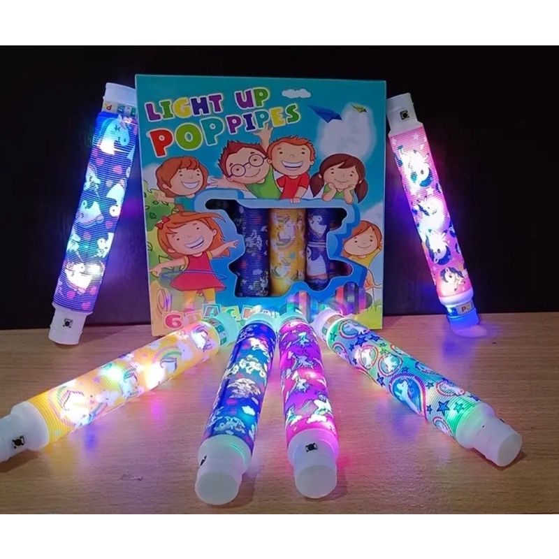 Jual Mainan Pop Led motif isi 6 / Light pop pipes | Shopee Indonesia