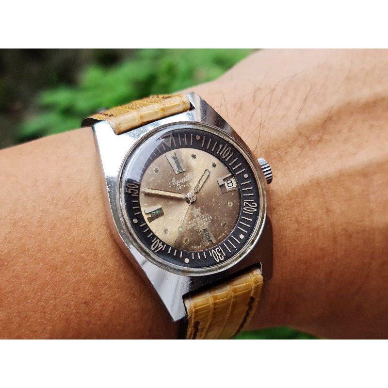 Jual Original RARE 60s Vintage Aquastar 63 Geneve Diver automatic 200m ...
