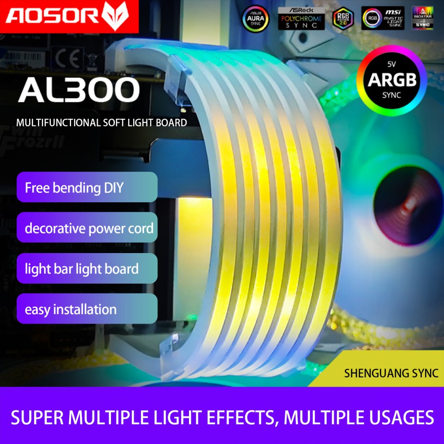 Jual COOLMOON AOSOR AL300 ARGB strip 5V 3PIN PSU Cable Cover Sync ...