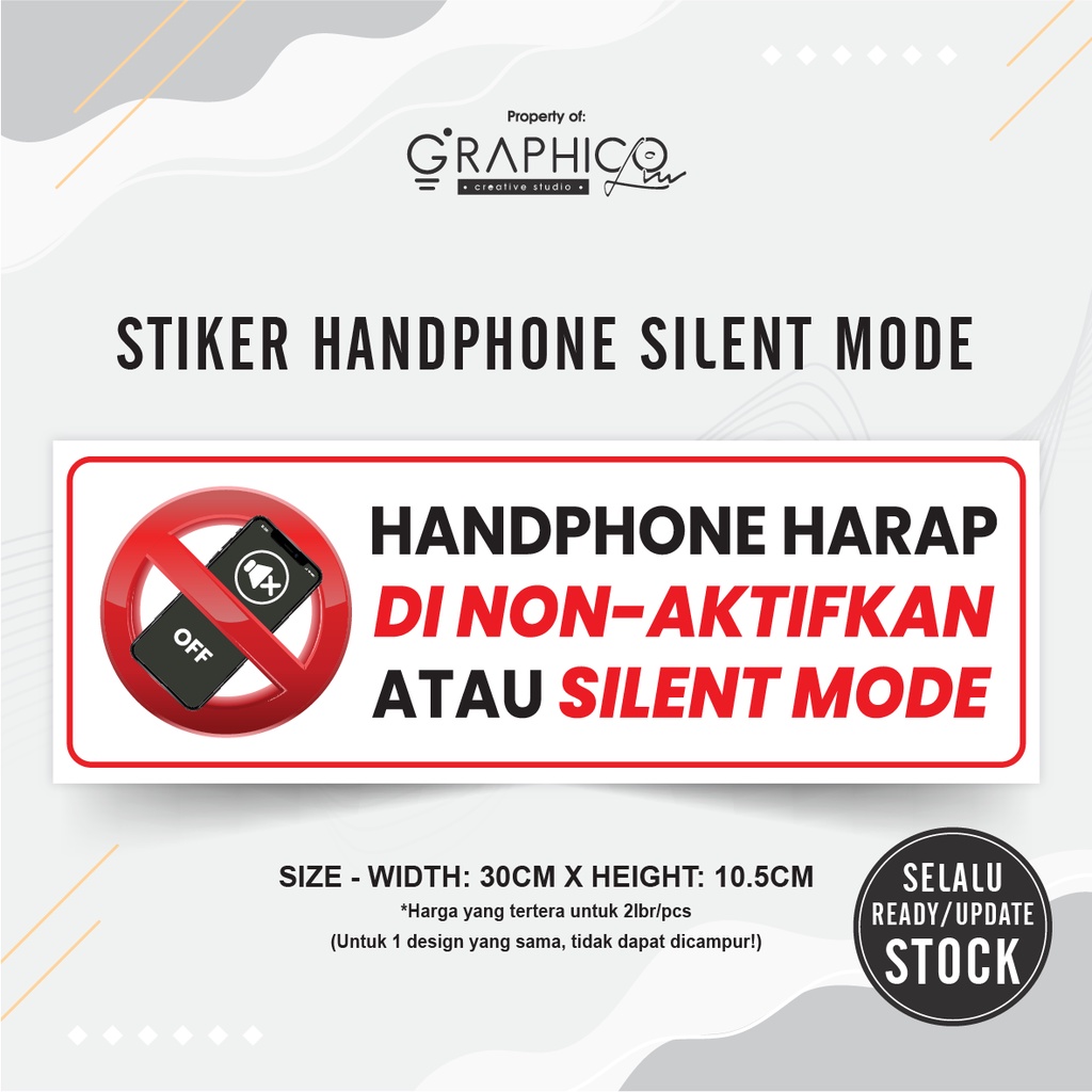 Jual Stiker Handphone Silent Mode / Non-Aktifkan HP - Per/2lbr (30x10 ...