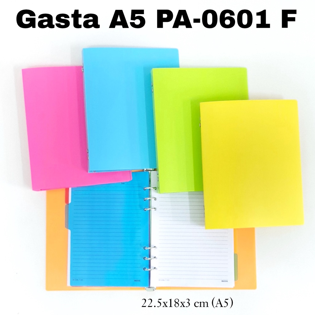 Jual SOS Binder Note GASTA A5-PP 6 Ring Cover Warna Polos/Bindernote ...