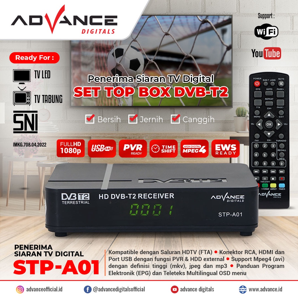 Jual Advance set top box tv digital New STP-A01 Set Top Box stb tv digital Support WiFi ...