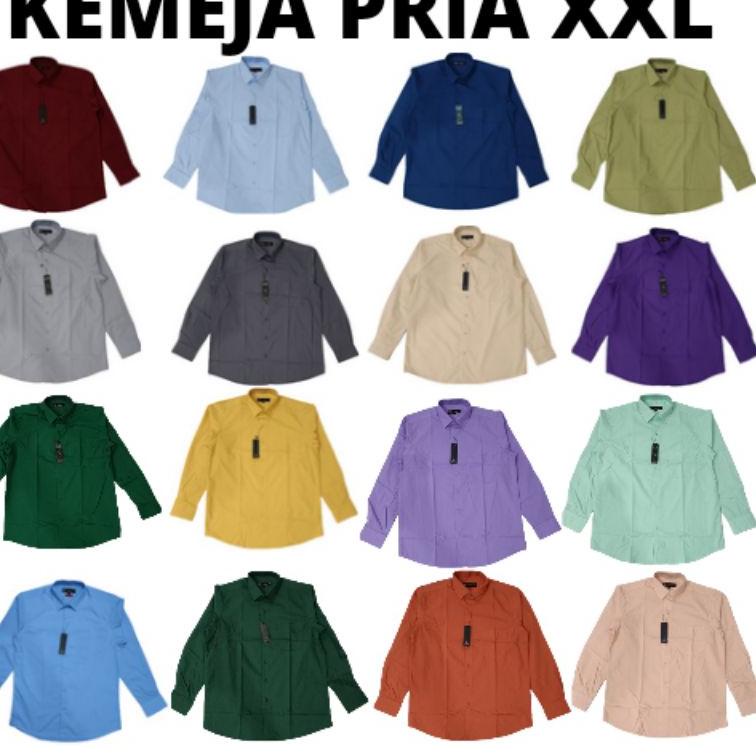 Jual Harga Termuraah Kemeja Big Size Jumbo XXL XXXL Polos Pria Lengan Panjang Kemeja Kerja ...