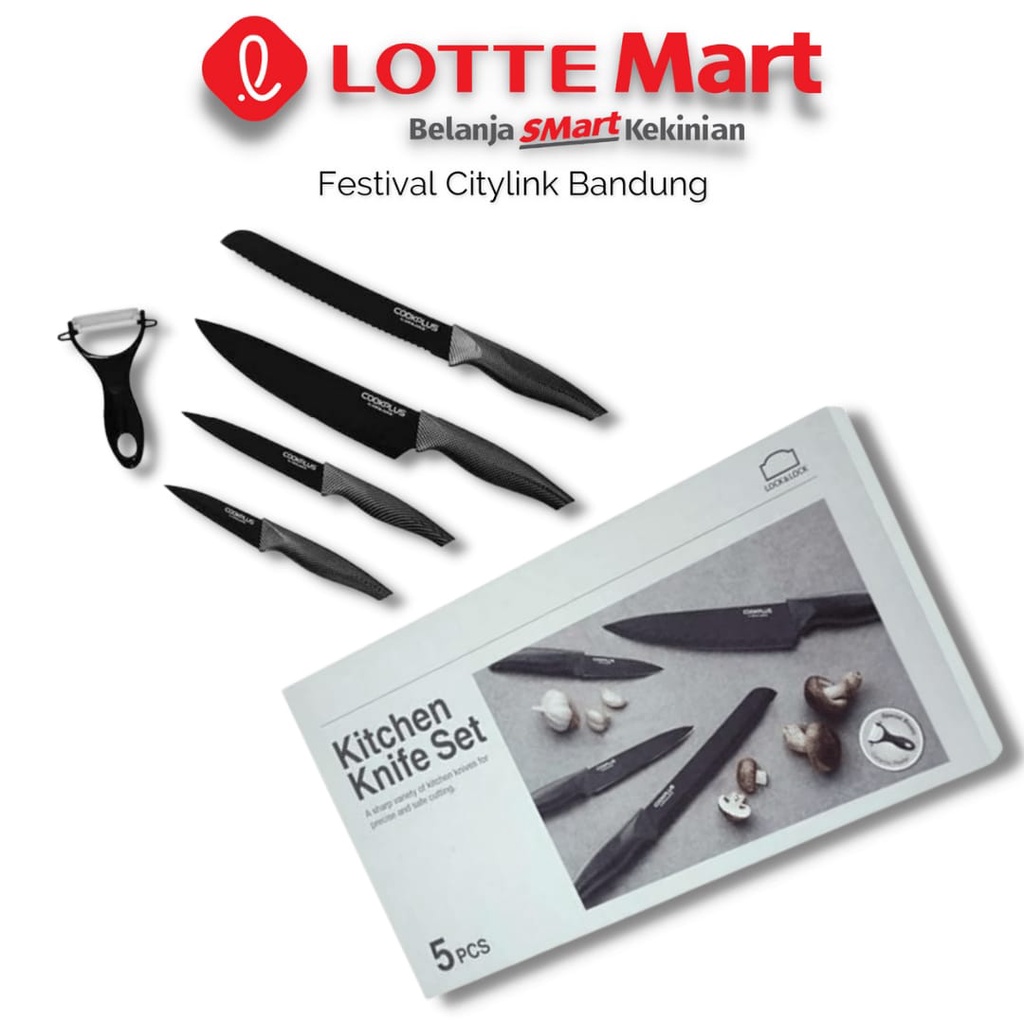 Jual Pisau Set Lock & lock 5 pcs CKK101S5 BLACK / Pisau dapur Serbaguna ...
