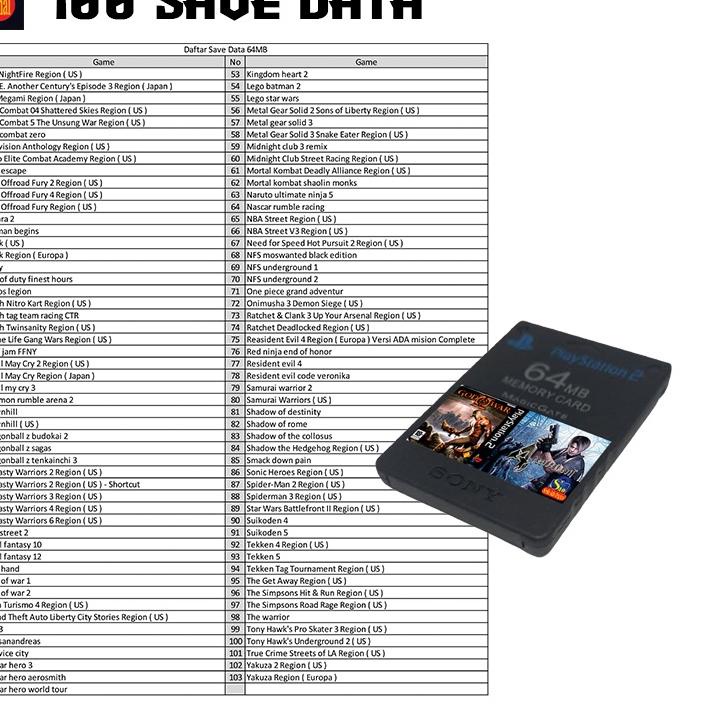 Jual Memory Card Ps2 Lampu 64Mb save tamat | Shopee Indonesia