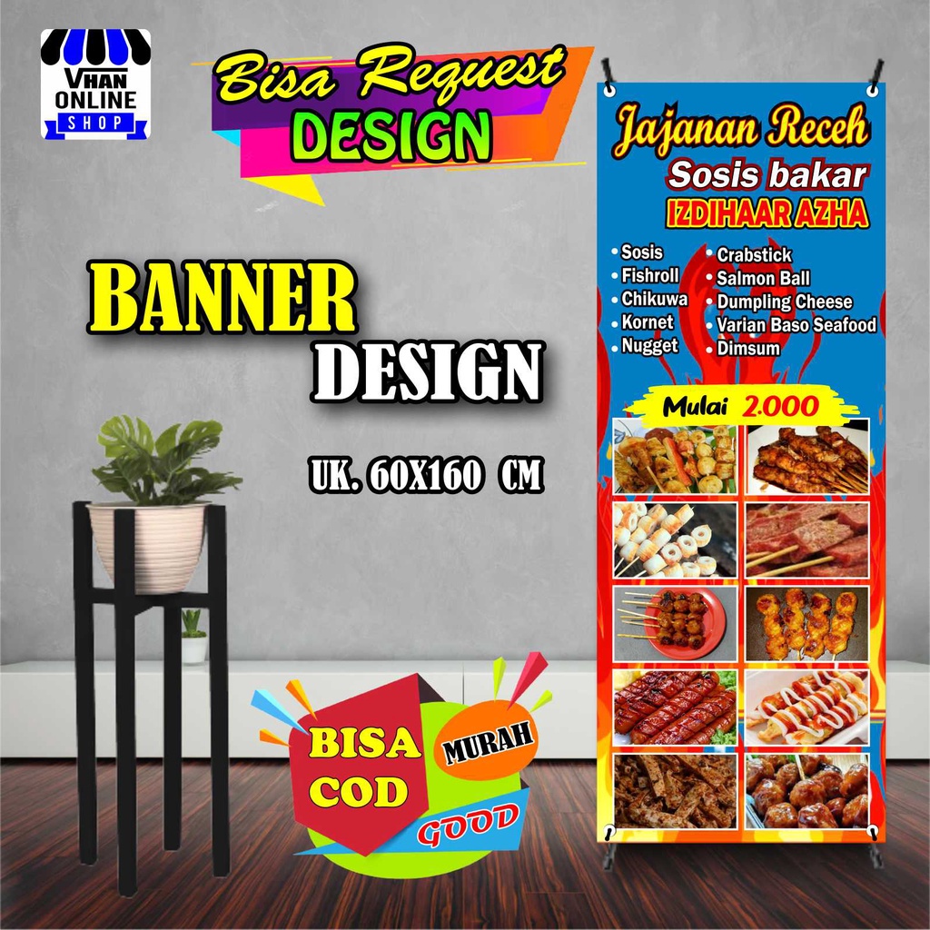 Jual Cetak Banner / Spanduk Seafood Bakar, Sosis Bakar, Jajanan Anak ...