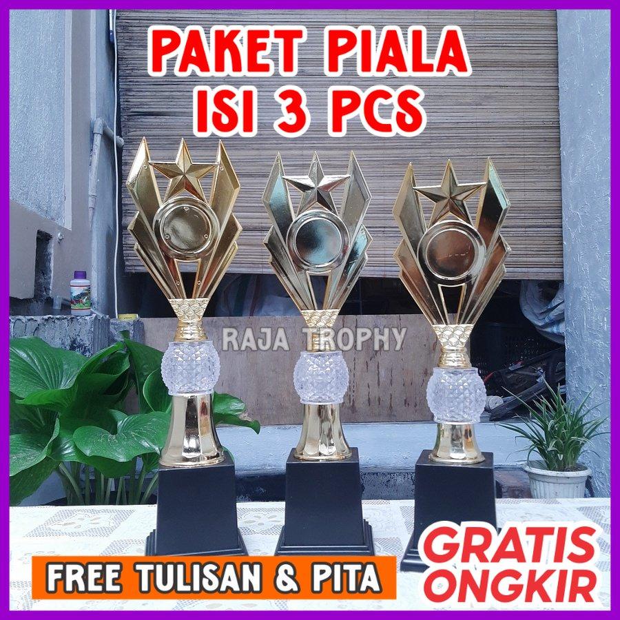 Jual Paket Trophy Piala set juara 123 tropi 160 kristal kaca | Shopee Indonesia