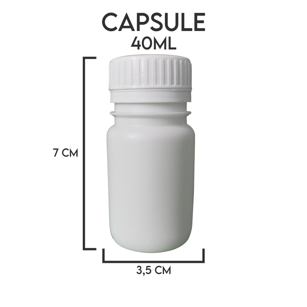 Jual Botol kapsul/botol capsule/botol obat / botol kapsul 40ml putih ...