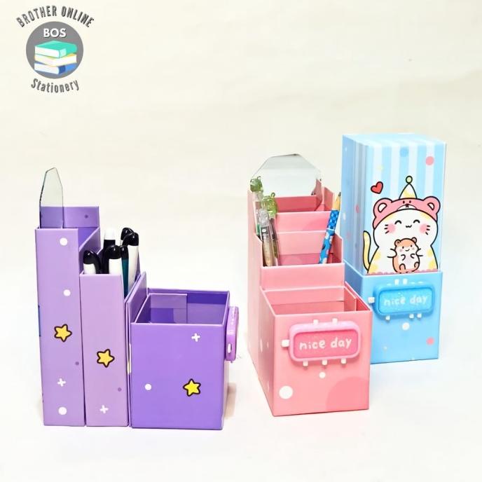 Jual BOS Kotak Pensil Karton Berdiri Tingkat Pin/Cermin/Pencil Box ...