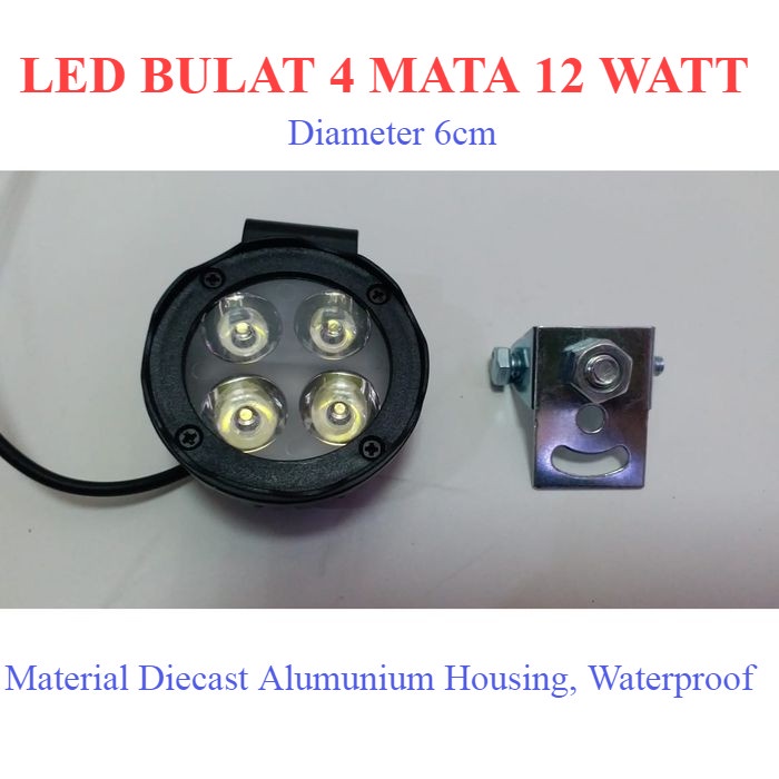Jual LAMPU SOROT LED BULAT LAMPU TEMBAK VARIASI MOTOR MOBIL 4 MATA 12W ...