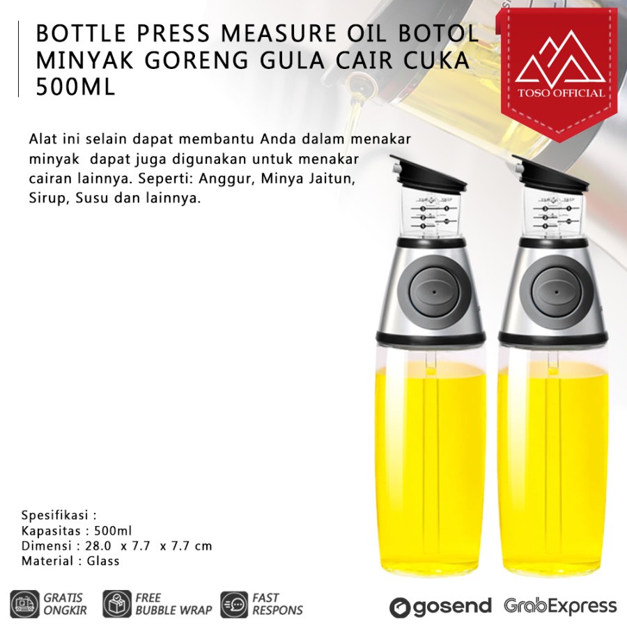 Jual Bottle Press Measure Oil Botol Minyak Goreng Gula Cair Cuka 500ml ...