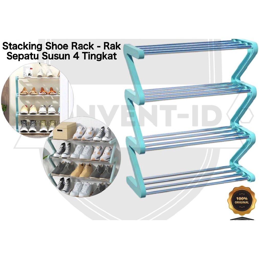 Jual Rak Sepatu Susun 4 Tingkat Rak Sendal Rak Sepatu Zigzag Ukuran 45 ...