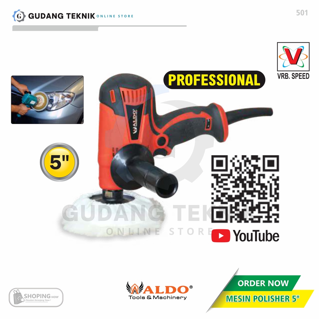Jual Mesin Poles 5" PROFESIONAL ALDO 501 / Alat Polisher Mobil 5 Inch ...