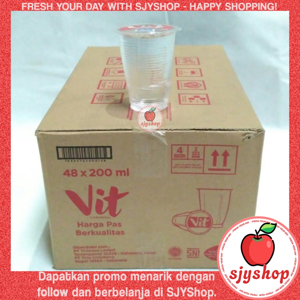 Jual VIT Gelas Air Mineral 200 ml / 1 dus isi 48 pcs / Ready INSTANT / Produk Hemat - SJYShop ...