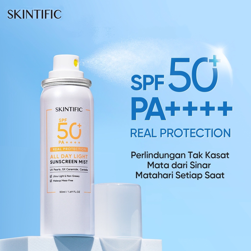 Jual SKINTIFIC All Day Light Sunscreen Mist SPF 50 PA++++ Spray | Shopee Indonesia