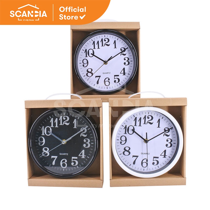 Jual SCANDIA Jam Dinding Clock Black & White Face 20 Cm (GW0142 ...