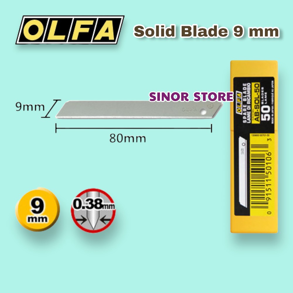 Jual REFILL Olfa Cutter AB-SOL-50 9 mm Solid Blade isi 50 Pcs | Shopee Indonesia