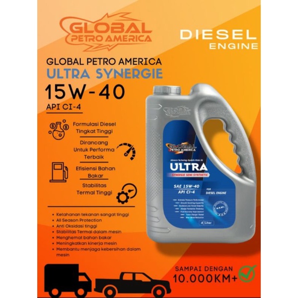 Jual Oli Mobil Diesel 15W-40 API CI-4 - Global Petro America | Shopee ...