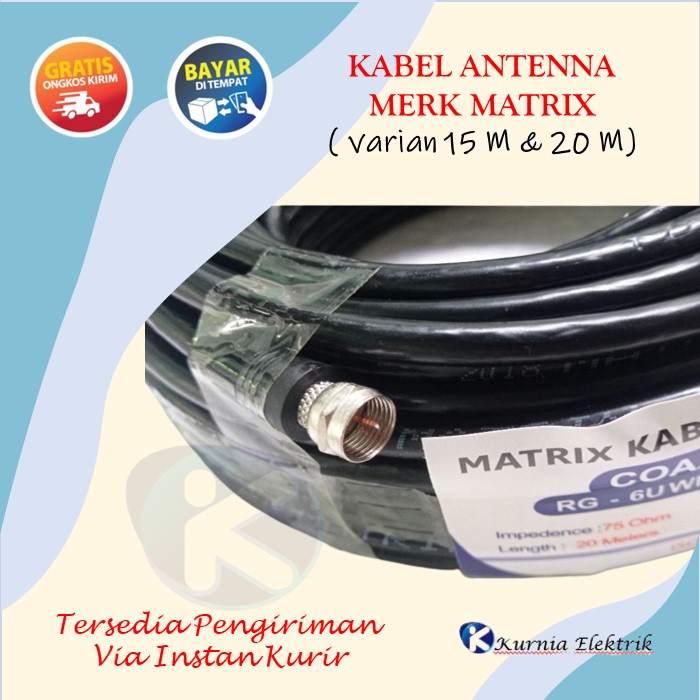 Jual RK Kabel Antenna TV Coaxial RG6 Matrix 15 & 20 Meter dengan 2 ...