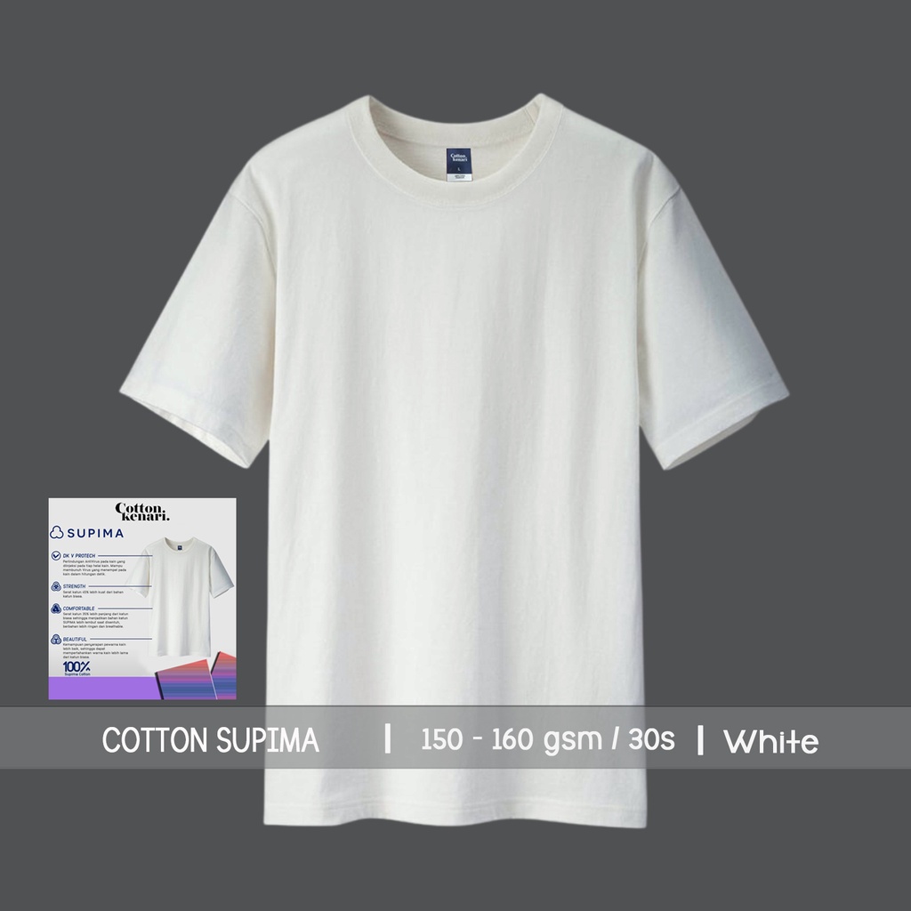 Jual Kaos Basic - Putih Netral [ COTTON US SUPIMA 30s ] | Kaos Polos ...