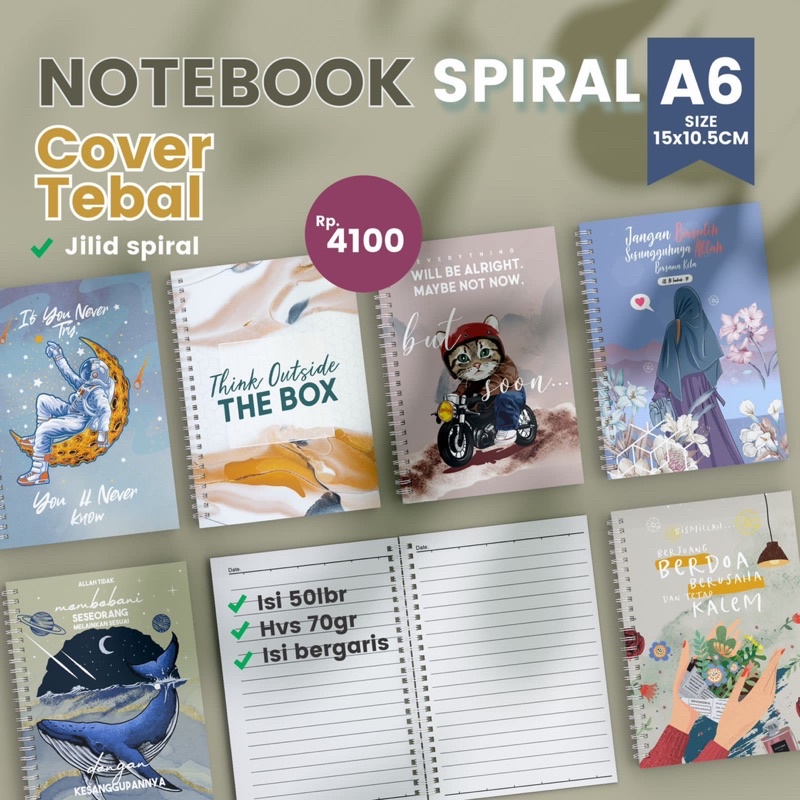 Jual NOTEBOOK | BLOKNOTE A6 | NOTEBOOK A6 | BUKU TULIS SPIRAL | SOVENIR ...