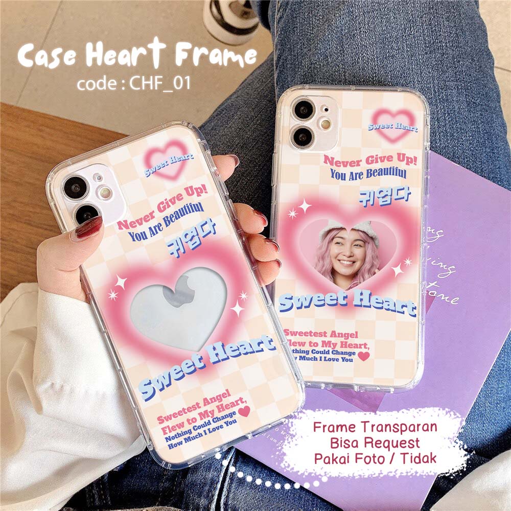 Jual CUSTOM CASE HEART FRAME / TRANSPARENT DESIGN / KODE CHF BISA PAKAI ...