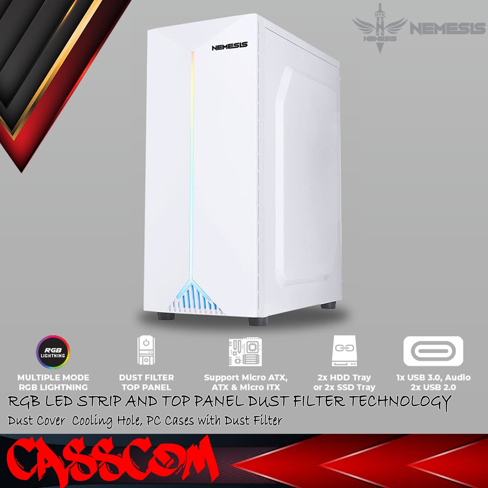 Jual Casing PC NYK Nemesis T50 Imoogi White Gaming Case Free 1 Fan ...