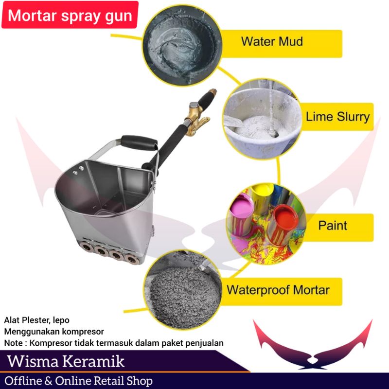 Jual alat plester tembok kompresor, alat lepo, mortar spray gun ...