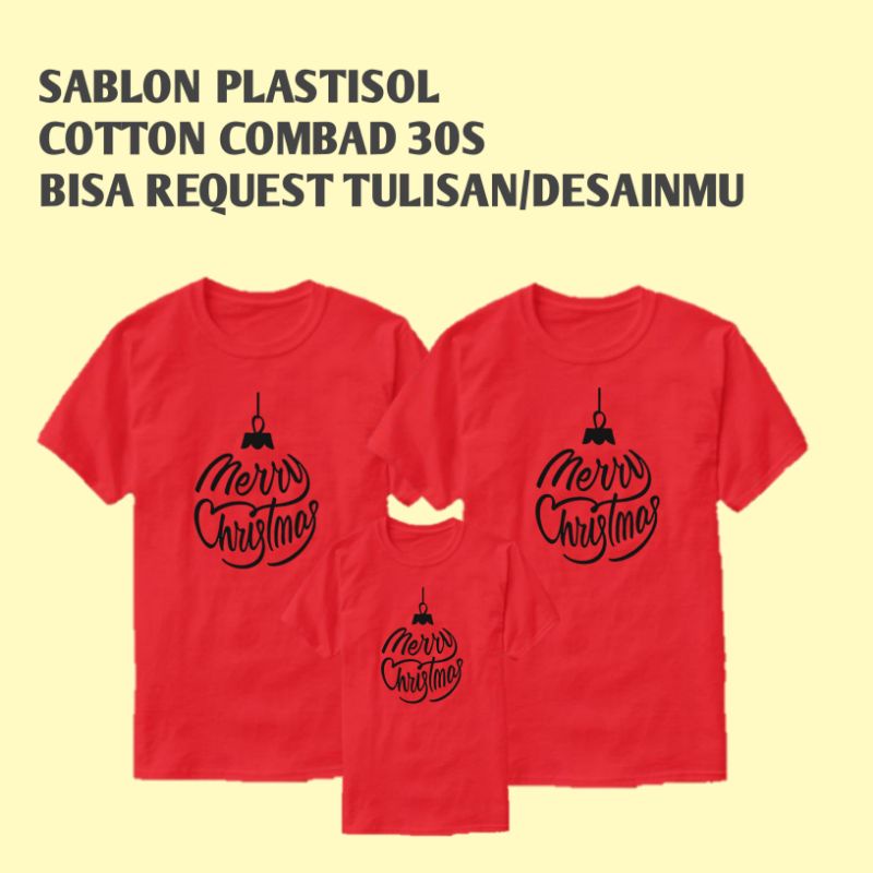 Jual Kaos Natal Couple Keluarga Merry Christmas Sablon Plastisol Satuan ...