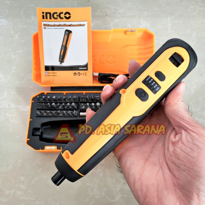 Jual Mesin Bor Cordless Screwdriver 4v INGCO CSDLI0403 Obeng Listrik ...