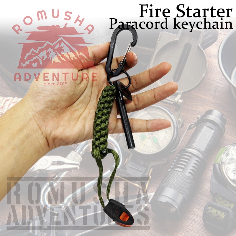 Jual Fire Starter Paracord keychain Outdoor Survival Magnesium ...