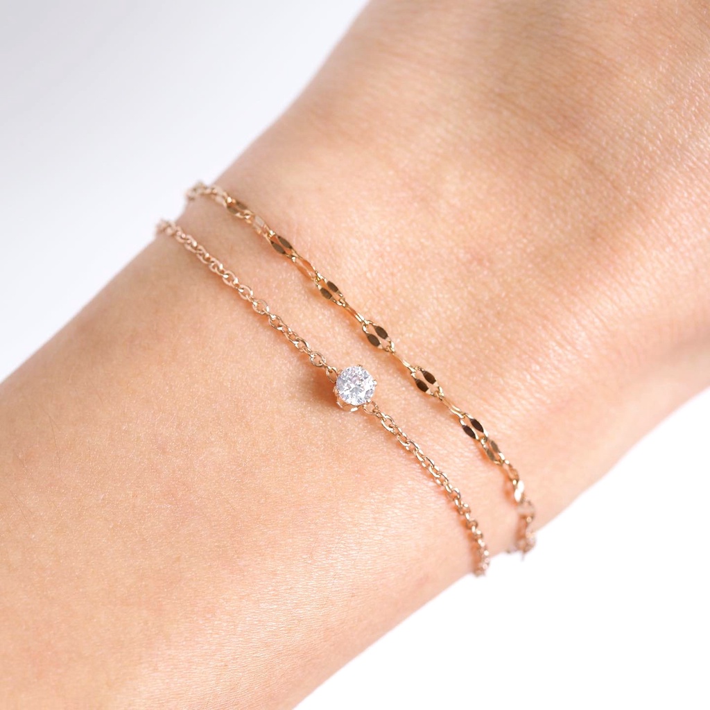 Jual Panlandwoo - Gelang Tangan Stainless Wanita Double Diamond ...