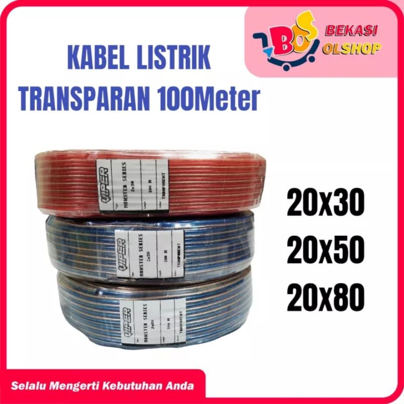 Jual KABEL 100M LISTRIK TRANSPARAN 1 ROLL / KABEL AUDIO 100M 2x30 2x50 ...