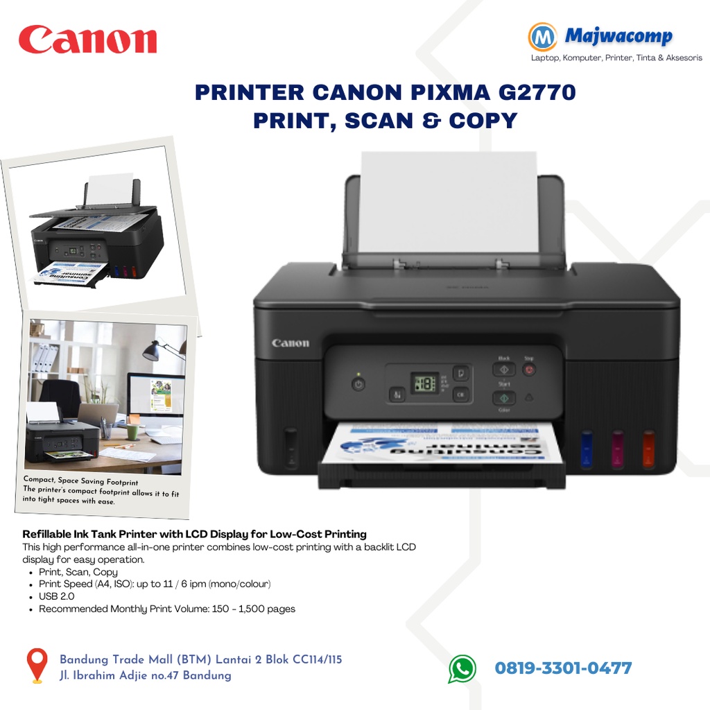 Jual Printer Canon PIXMA G2770 Print scan copy AIO Garansi resmi ...