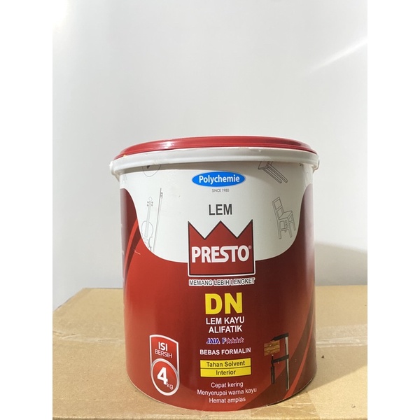 Jual LEM KAYU PRESTO DN GALON ALIFATIK 4kg ORIGINAL 100% | Shopee Indonesia