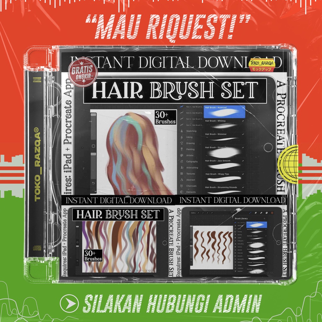 Jual Procreate Hair Brush Set Vol. 2 - 30+ Brushes Bundle Pack ...