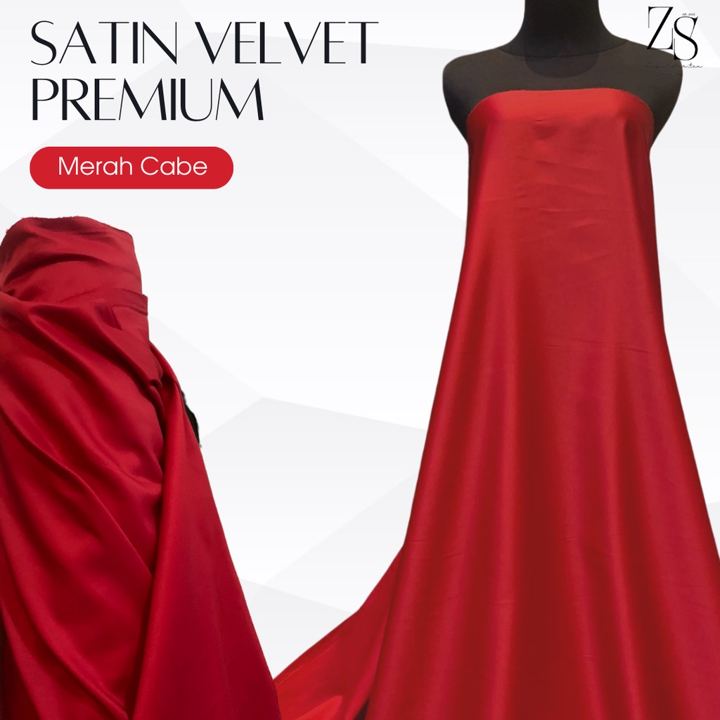Jual Bahan Kain Satin Velvet Premium Warna Merah Cabai Cabe Red Chilli ...