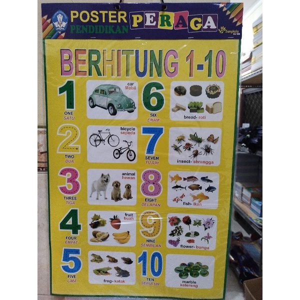 Jual Poster peraga pendidikan| berhitung 1-10 | Shopee Indonesia