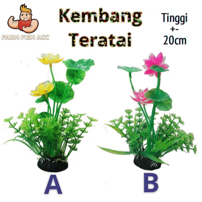 Jual KEMBANG HIASAN AQUARIUM TERATAI BUNGA RUMPUT 20cm Perpc 20 CM ...
