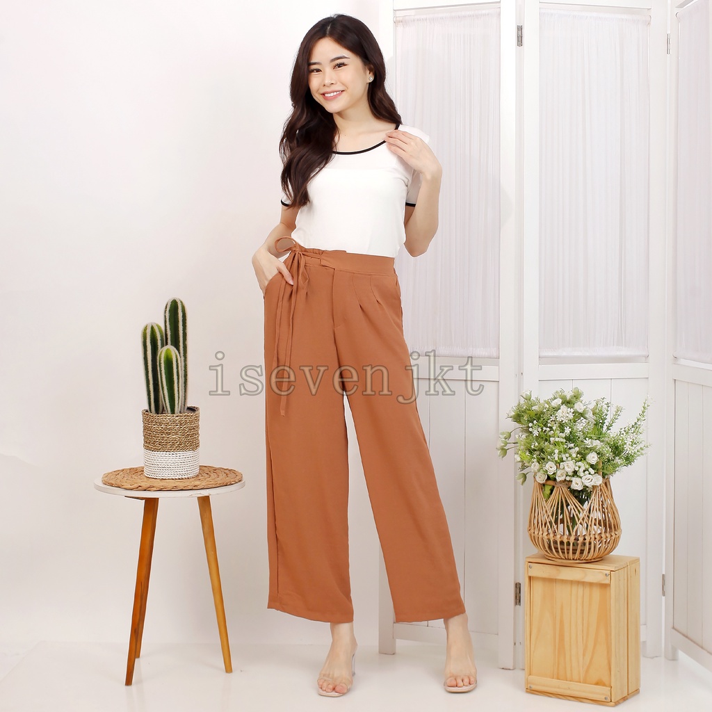 Jual iseven p KULOT AIRFLOW CRINKLE SIDE BOW | CANCER PANT | KULOT ...