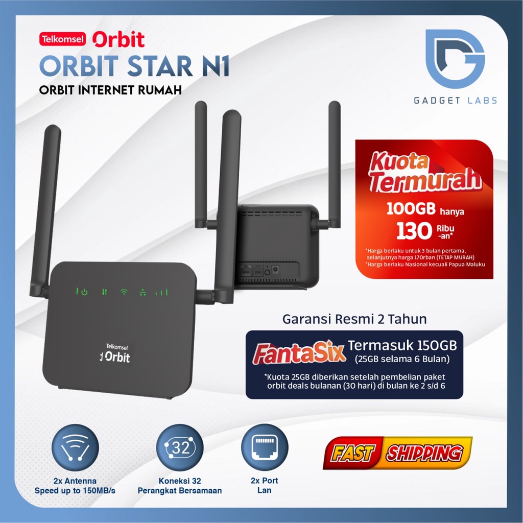 Jual Telkomsel Orbit Star N1 Home Router Wifi FREE Kuota 150 GB - GARANSI RESMI | Shopee Indonesia