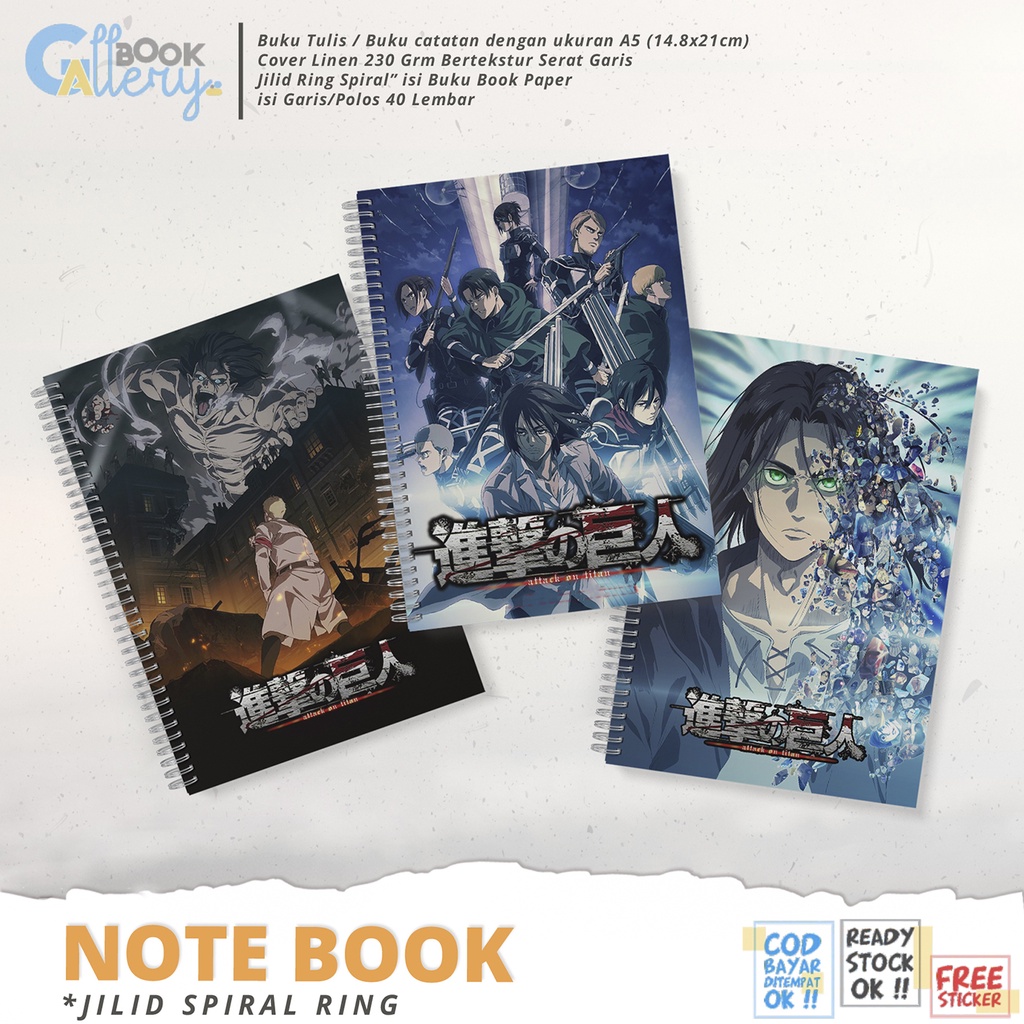 Jual [SP] Buku Tulis / Buku Catatan / Note book Anime Attack On Titan ...
