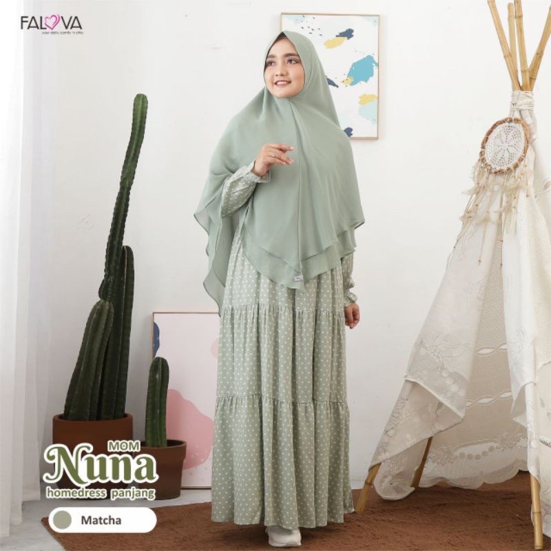 Jual Nuna homedress by Falova M dan XL matcha | Shopee Indonesia